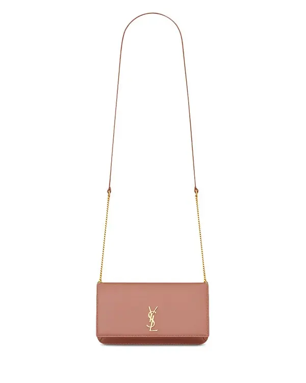 Saint Laurent Cassandre Crossbody Bag Phone Holder With Strap - Barely Pink Smooth Leather/gold