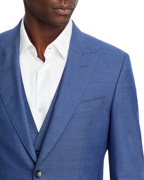 BOSS Huge 3 Piece Peak Lapel Slim Fit Suit - Navy