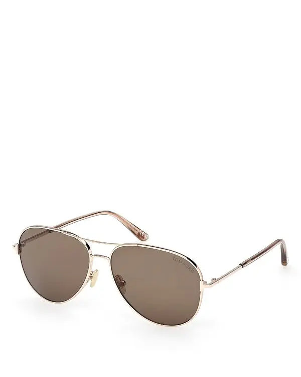 TOM FORD 59mm Polarized Pilot Sunglasses - Gold/brown