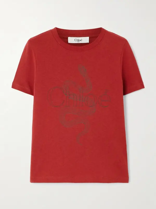Chloé Printed Cotton-jersey T-shirt