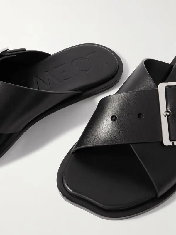 Loewe Petal Buckled Leather Slides