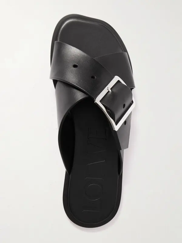Loewe Petal Buckled Leather Slides