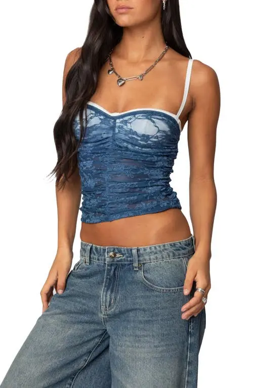 EDIKTED Eleanor Ruched Lace Bustier Camisole
