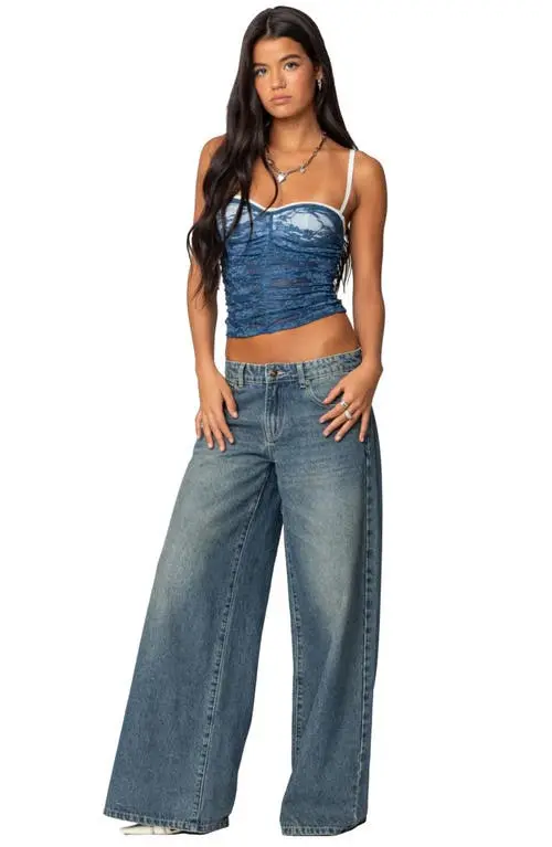 EDIKTED Eleanor Ruched Lace Bustier Camisole