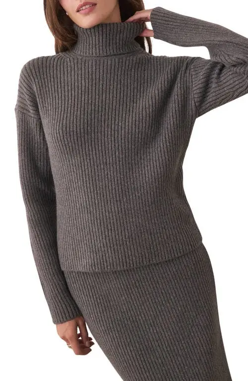Marine Layer Isla Rib Turtleneck Sweater In Charcoal 71% Off