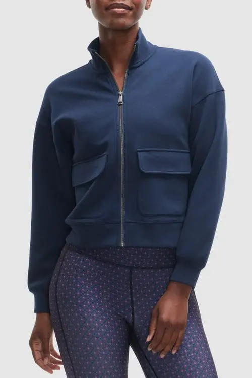 PELOTON Tech Double Knit Full Zip Jacket - Deep Navy