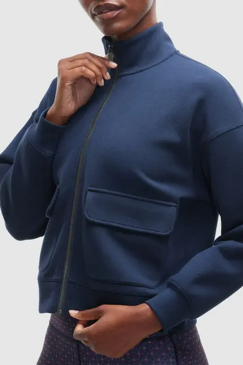 PELOTON Tech Double Knit Full Zip Jacket - Deep Navy