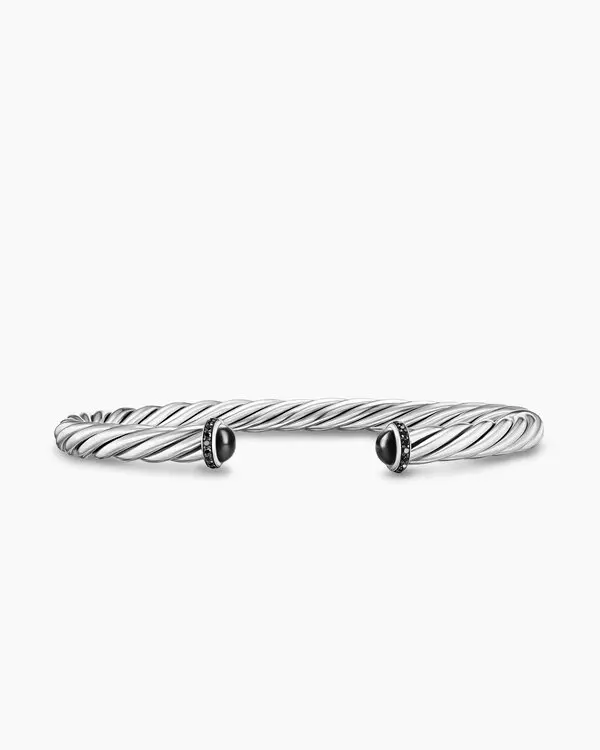 David Yurman Cable Cuff Bracelet With Black Diamonds - Black Onyx