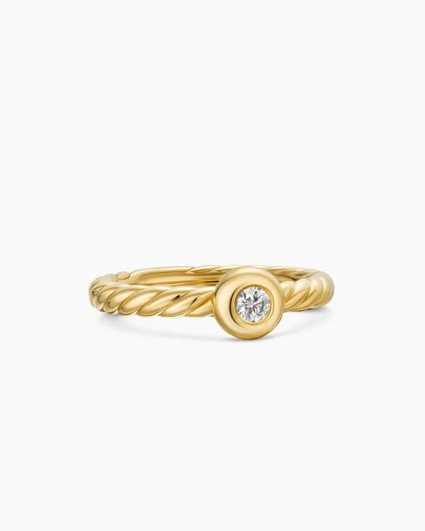 David Yurman 18k Yellow Gold Petite Cable Ring With - Diamond