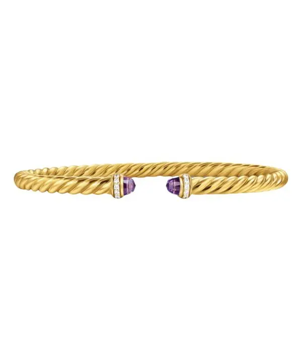 David Yurman 18k Yellow Gold Cablespira Flex Bracelet - Gold Dome