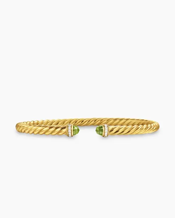 David Yurman 18k Yellow Gold Cablespira Flex Bracelet - Peridot