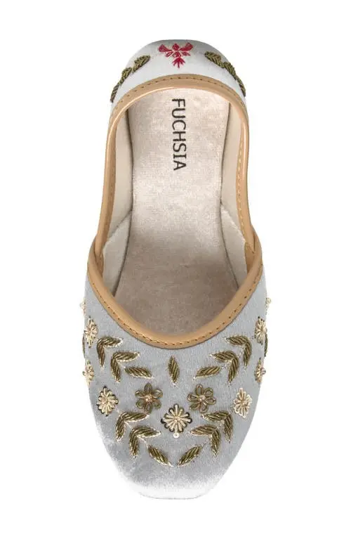 FUCHSIA Nawal Embroidered Flat - Gray