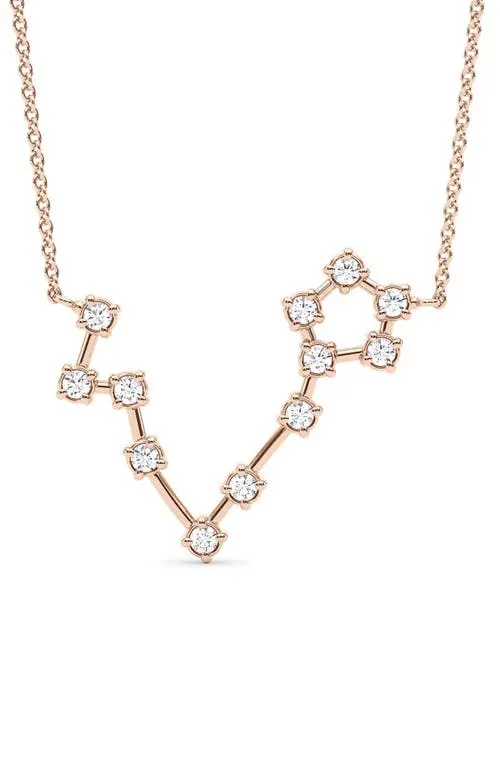 HAUTECARAT Pisces Constellation Lab Created Diamond Pendant Necklace - 18k Rose Gold