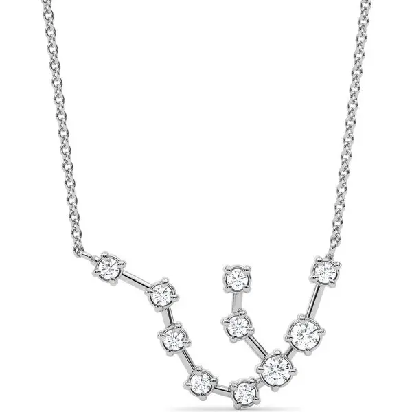 HAUTECARAT Aquarius Constellation Lab Created Diamond Pendant Necklace - 18k White Gold