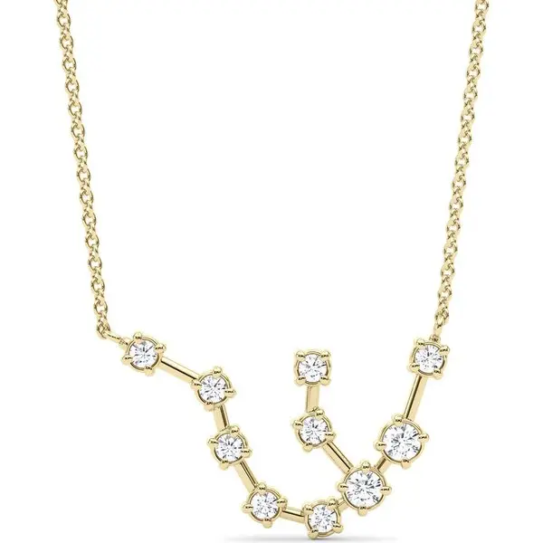 HAUTECARAT Aquarius Constellation Lab Created Diamond Pendant Necklace - 18k Yellow Gold