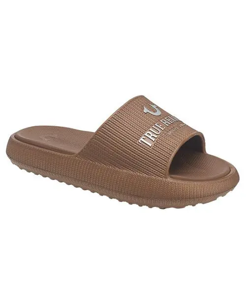 True Religion Meg Pool Slides With Logo Detailing - Brown