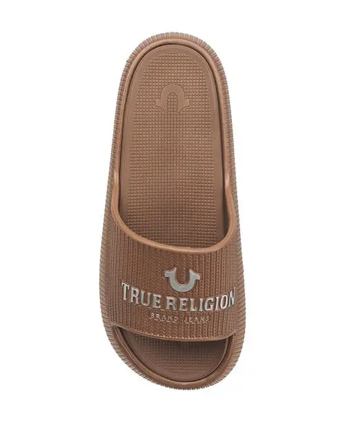 True Religion Meg Pool Slides With Logo Detailing - Brown