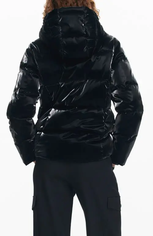 Desigual Faux Patent Leather Padded Jacket