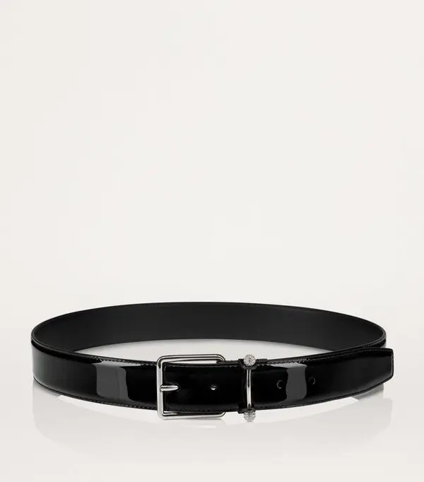 CHRISTIAN LOUBOUTIN Chambeliss Patent Leather Belt With Silver Tone Tie Pin