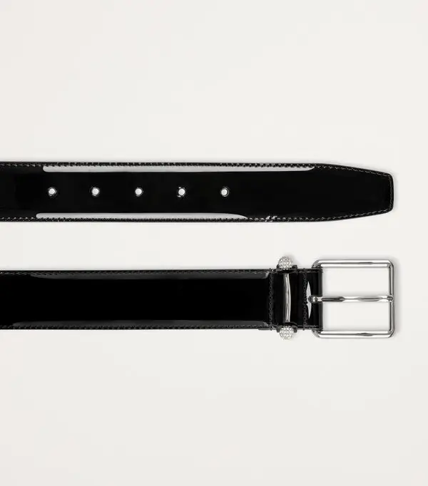 CHRISTIAN LOUBOUTIN Chambeliss Patent Leather Belt With Silver Tone Tie Pin