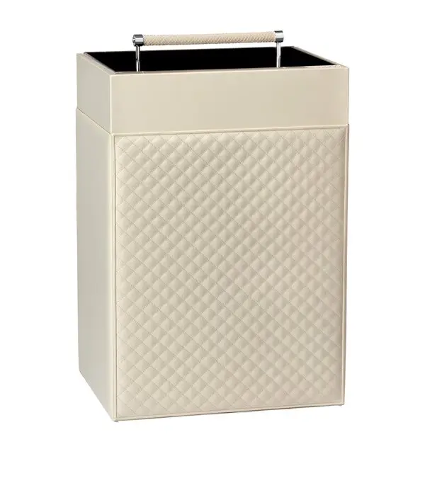 RIVIERE Quilted Leather Laundry Basket - Ivory