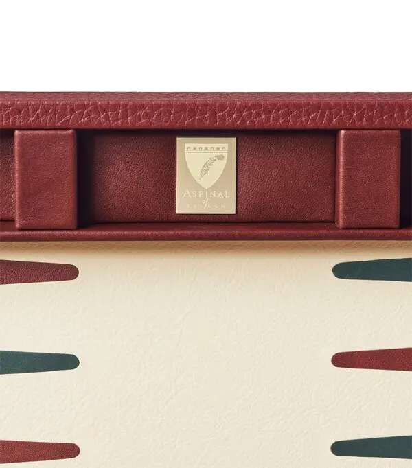 ASPINAL OF LONDON 15-inch Pebbled Leather Backgammon Set