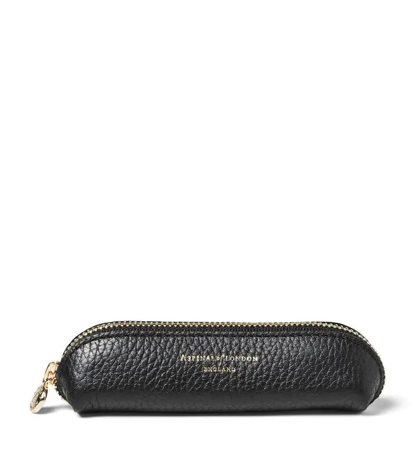 ASPINAL OF LONDON Leather Baby Pen Case - Black