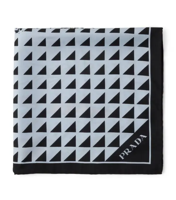 Prada Silk Twill Car-print Scarf - Black