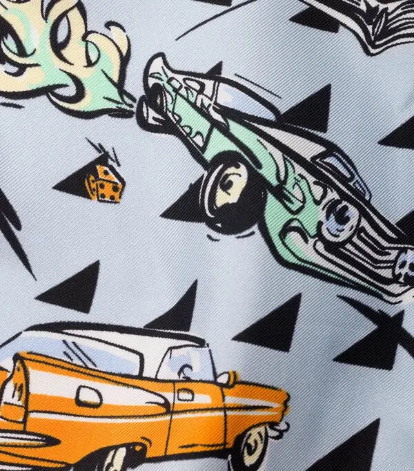 Prada Silk Twill Car-print Scarf - Black