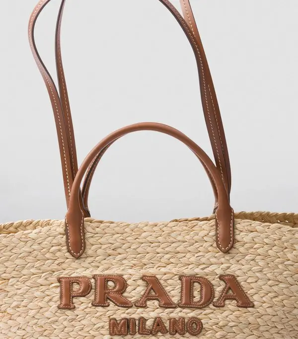Prada Raffia And Leather Top-handle Bag