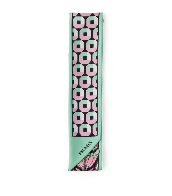 Prada Silk Printed Twilly - Green