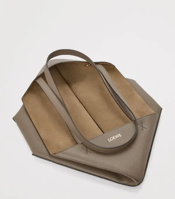 Loewe Medium Leather Puzzle Fold Tote Bag - Brown