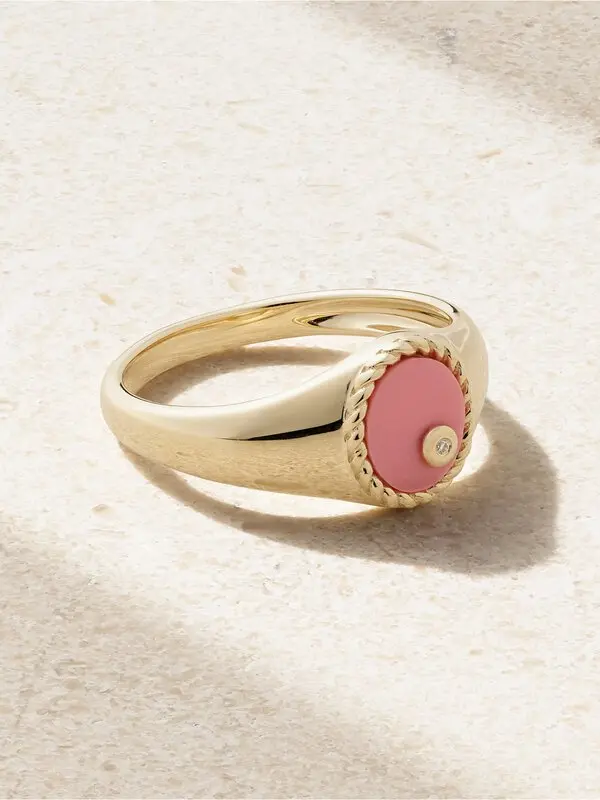 Yvonne Léon Baby Chevalière Signet Ring - Pink