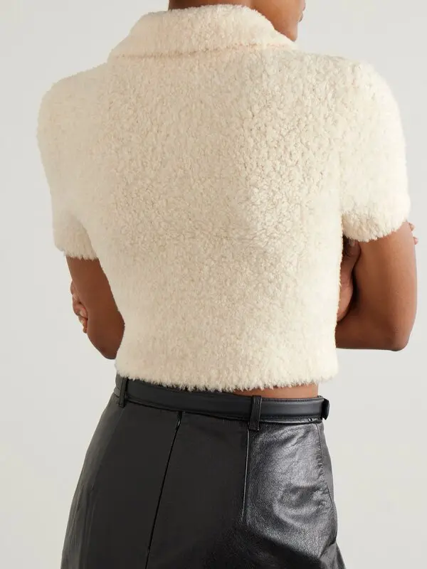 SELF-PORTRAIT Cropped Wool-blend Bouclé Top