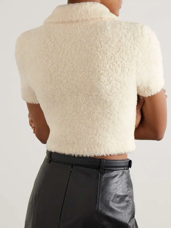 SELF-PORTRAIT Cropped Wool-blend Bouclé Top