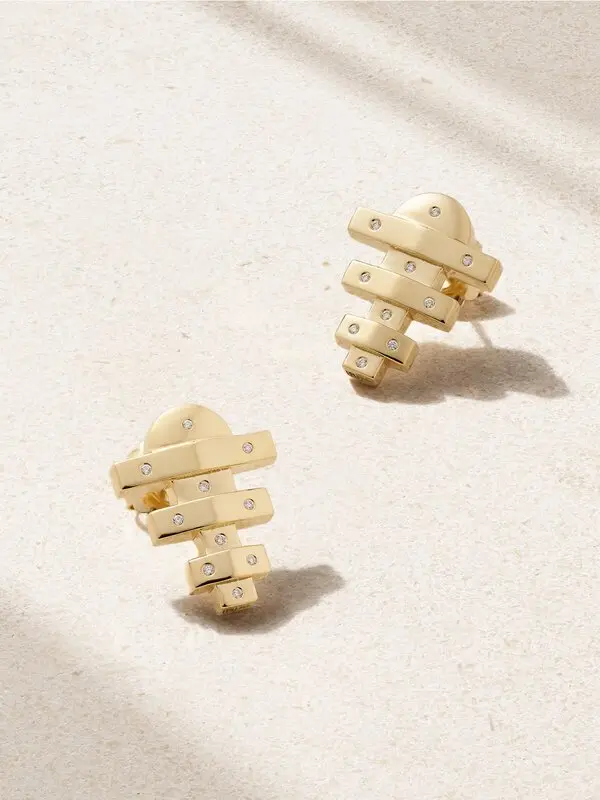 Brent Neale Small Hopscotch Diamond Earrings - Gold
