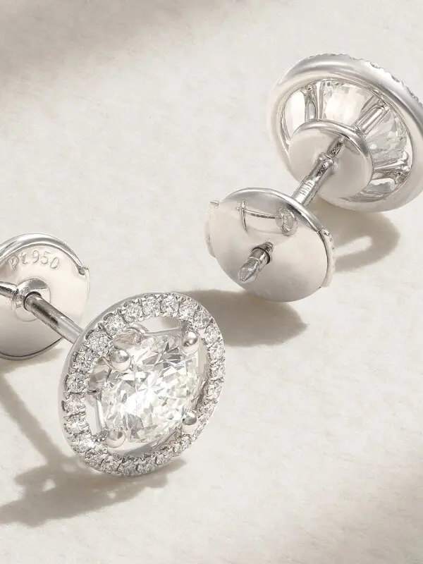 DE BEERS LONDON De Beers Aura Solitaire Platinum Diamond Stud Earrings