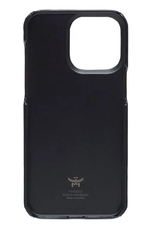 Mcm Iphone 15 Pro Max Case W/ Airpods Pro Charm In Maxi Visetos