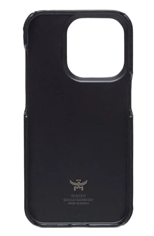 Mcm Iphone 15 Pro Case W/ Airpods Pro Charm In Maxi Visetos