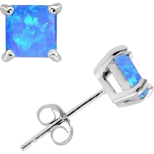 DONATELLO GIAN Sterling Silver Created Opal Stud Earrings - Blue