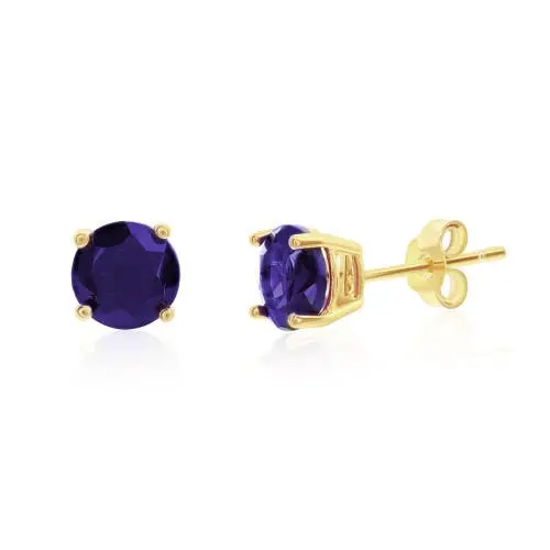 DONATELLO GIAN Name' Gold-plated Amethyst Stud Earrings - Purple