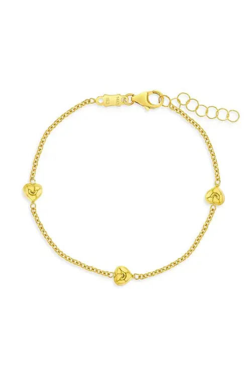IN SEASON JEWELRY 14k Yellow Puffed Heart Charm Bracelet - Gold