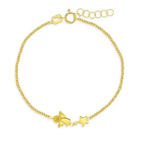IN SEASON JEWELRY 14k Polished Angel Charm Link Bracelet - Gold