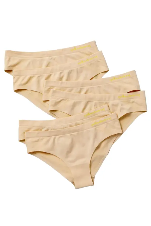 YELLOWBERRY 6pk Seamless Bikini Underwear With Bonded Seam - Doe