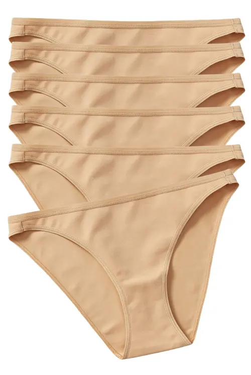 YELLOWBERRY Petal Pima Cotton Bikini Underwear 6pk - Beige
