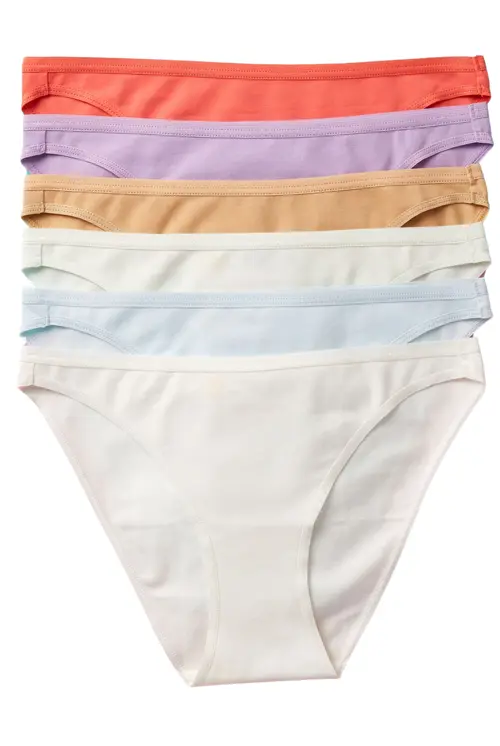 YELLOWBERRY Petal Pima Cotton Bikini Underwear 6pk - Soft Seas