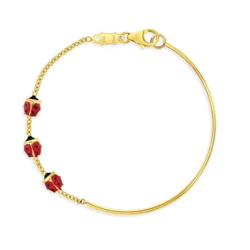 IN SEASON JEWELRY 14k Enamel Ladybug Bangle - Red