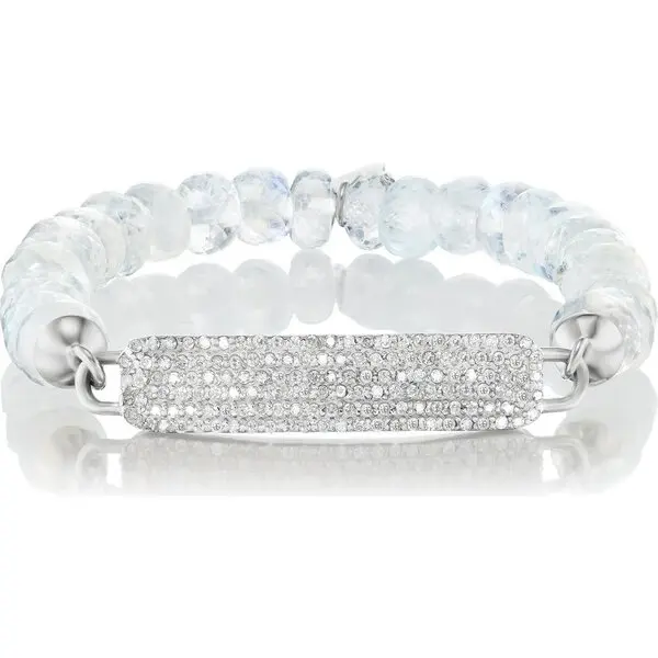 Sheryl Lowe Diamond And Moonstone Beaded Bracelet - White / Sterling Silver