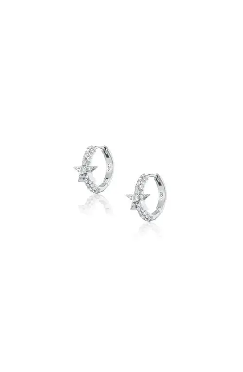 Sheryl Lowe 3 Row Huggie Earrings With Diamond Star - Sterling Silver