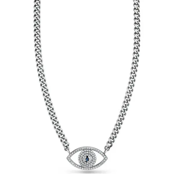 Sheryl Lowe Evil Eye Diamond Necklace - Sterling Silver